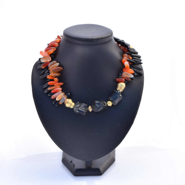 Collier Coraline et Bronzes Africains - D746 - La Perle Rare